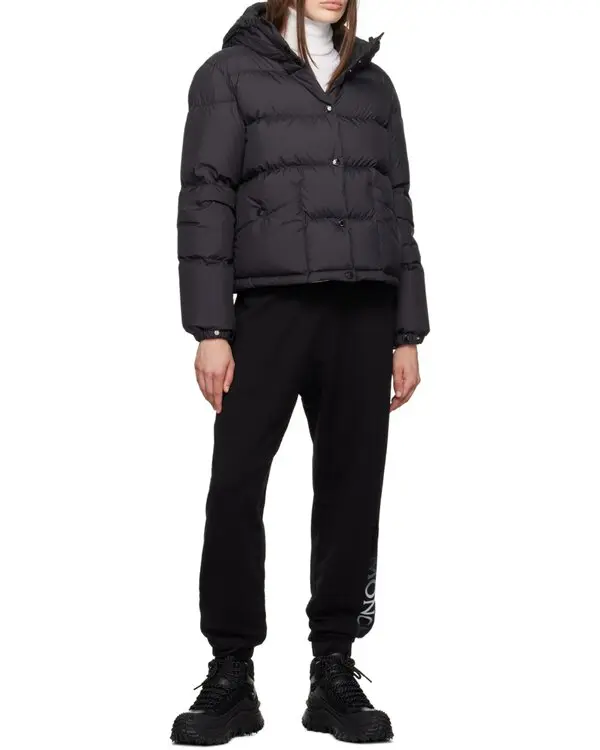 Moncler Ebre Logo Embroidered Hooded Down Jacket
