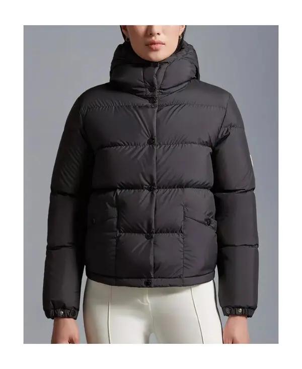 Moncler Ebre Logo Embroidered Button-up Down Jacket
