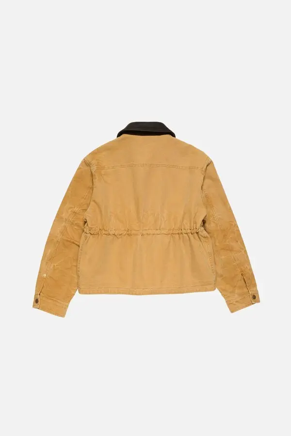 Acne Studios Long-sleeved Jacket With Leather Collar And Drawstring Detail - Yellow