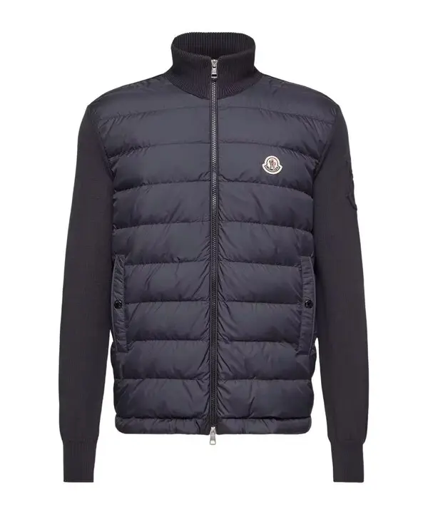 Moncler Quilted Front Zip Cardigan - Dark Blue