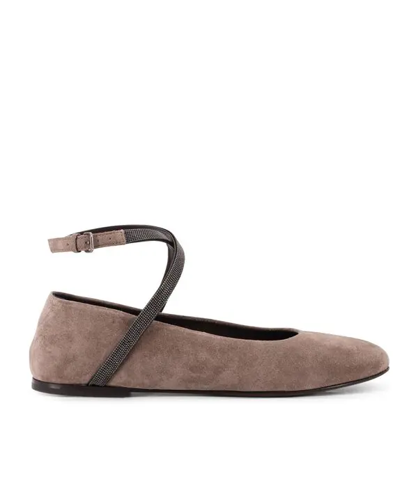 Brunello Cucinelli Round Toe Ballet Shoes - Brown
