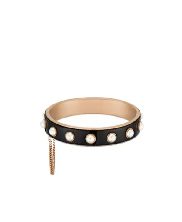 Dior Punk Bangle With Pearl Embellishments And Chain Detail - Yellow