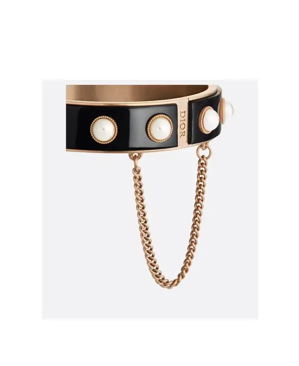 Dior Punk Bangle With Pearl Embellishments And Chain Detail