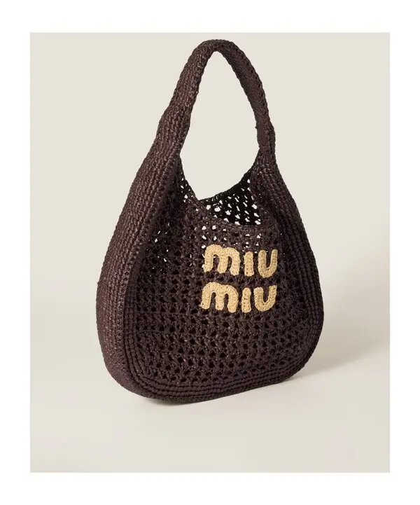 Miu Miu Raffia-effect Woven Hobo Bag