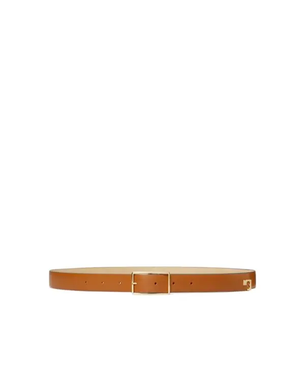 Tory Burch Leather Rectangle Buckle Belt - Bronze