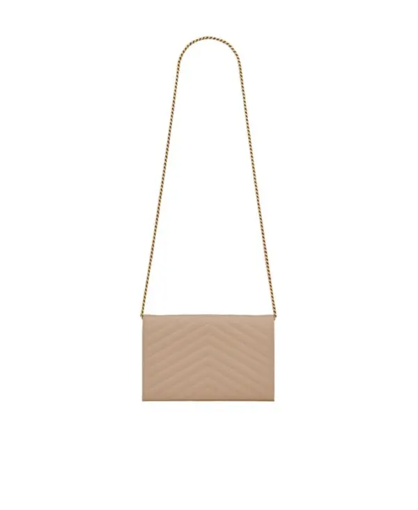 Saint Laurent Cassandre Chain Wallet - Dark Beige