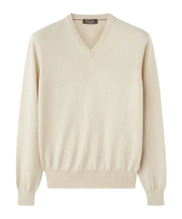 Loro Piana Cashmere V-neck Sweater - Natural