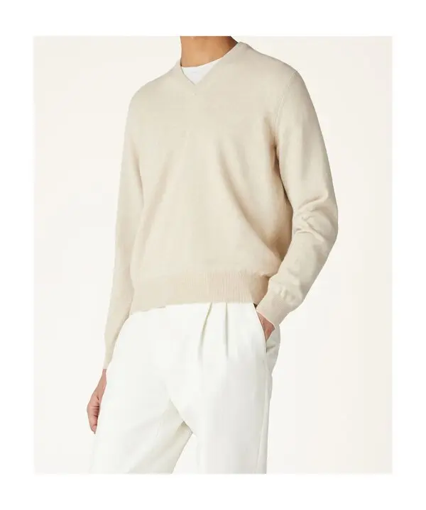 Loro Piana Cashmere V-neck Sweater - Natural