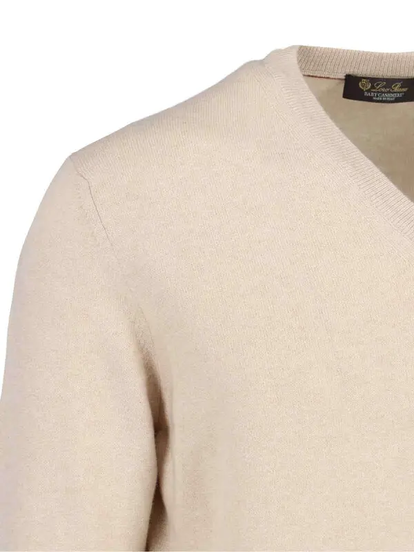 Loro Piana Cashmere V-neck Sweater - Natural