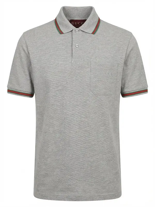 Gucci Logo Embroidered Short-sleeve Polo Shirt - Grey