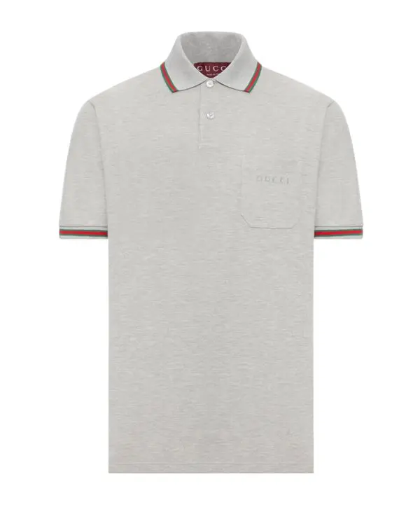 Gucci Logo Embroidered Short-sleeve Polo Shirt - Grey