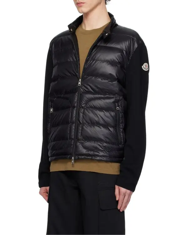 Moncler Logo Patch Down Cardigan - Black