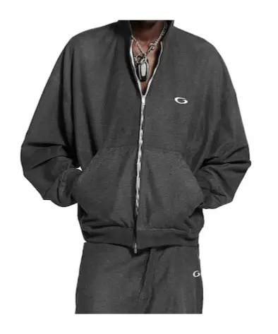 Balenciaga Loop Sports Icon Embroidered Zipped Hoodie - Coal Gray