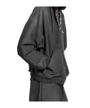 Balenciaga Loop Sports Icon Embroidered Zipped Hoodie - Coal Gray