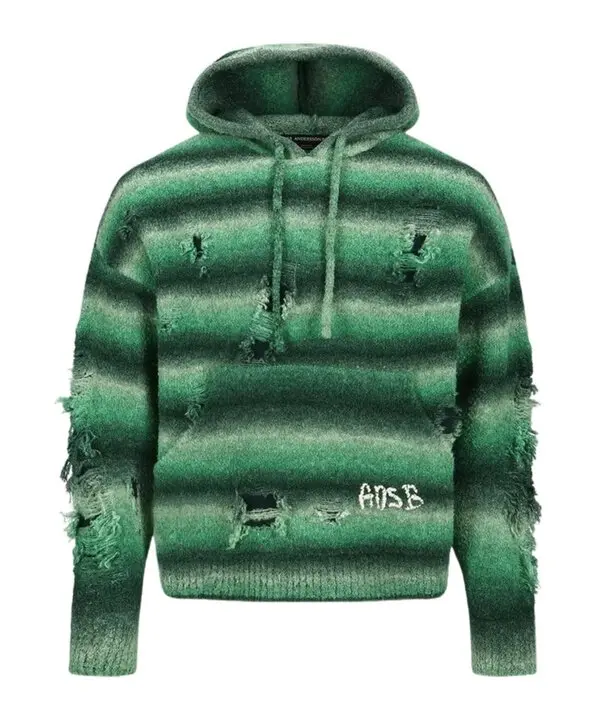 Andersson Bell Gradient Distressed Hoodie - Green