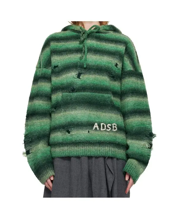 Andersson Bell Gradient Distressed Striped Hoodie