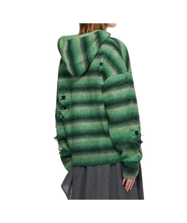 Andersson Bell Gradient Distressed Striped Hoodie
