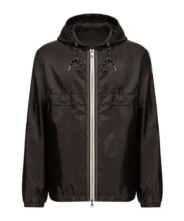 Moncler Logo Patch Hooded Zip-up Jacket - Black