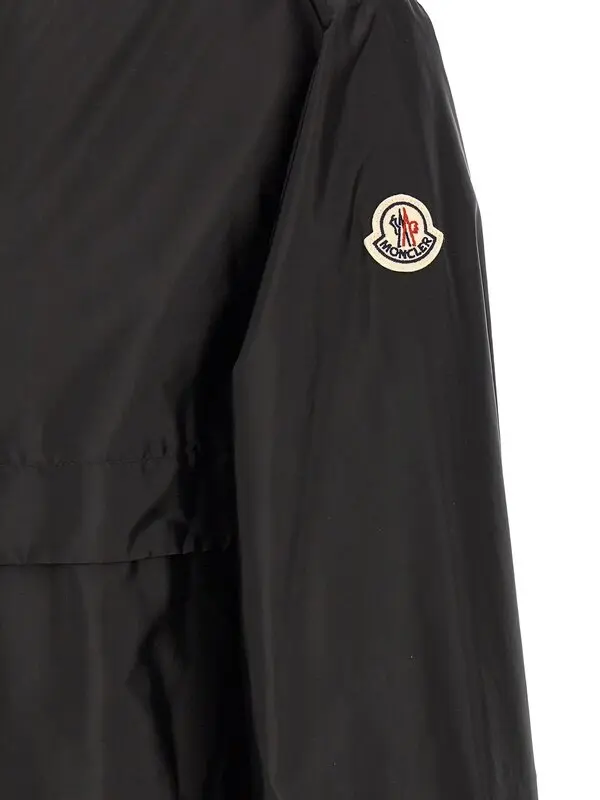 Moncler Logo Patch Hooded Zip-up Jacket - Black