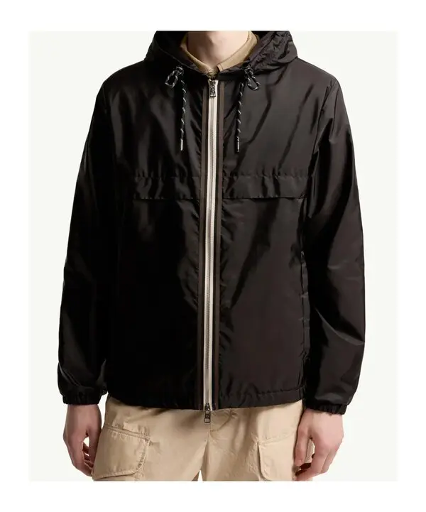 Moncler Logo Patch Hooded Zip-up Jacket - Black