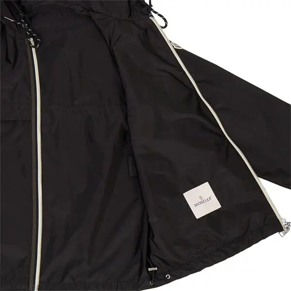 Moncler Logo Patch Hooded Zip-up Jacket - Black
