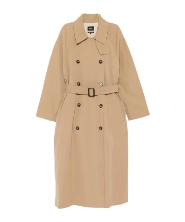 A.p.c. Belted Double-breasted Trench Coat - Nude
