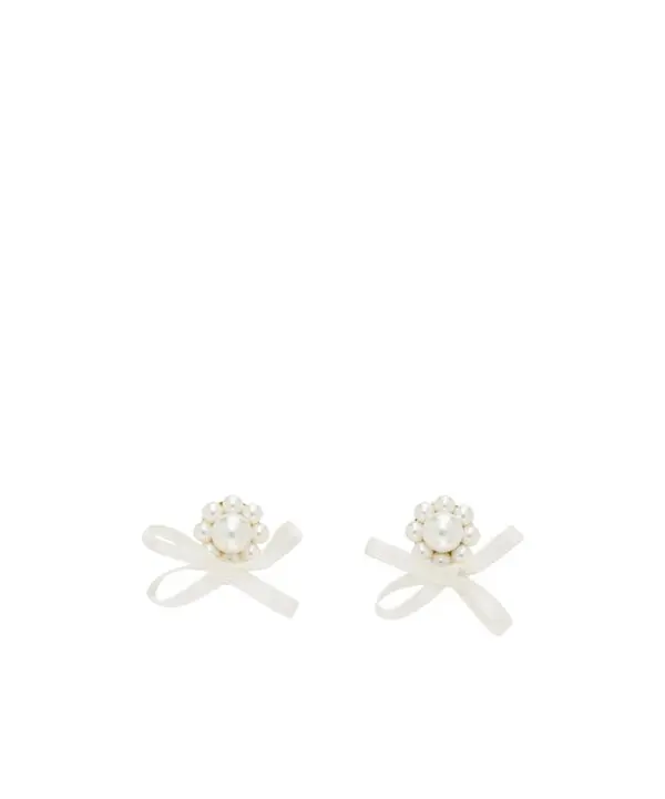 Simone Rocha Daisy Embellished Earrings - Pearly