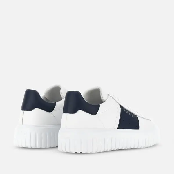 Hogan Round-toe Lace-up Sneakers With Side Logo - White