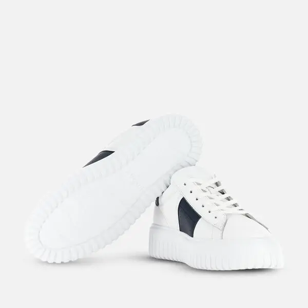 Hogan Round-toe Lace-up Sneakers With Side Logo - White