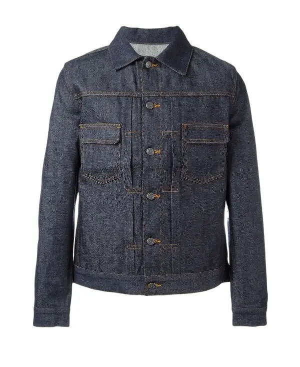 A.p.c. Indigo Denim Jacket With Button Closure And Cuffed Sleeves - Black
