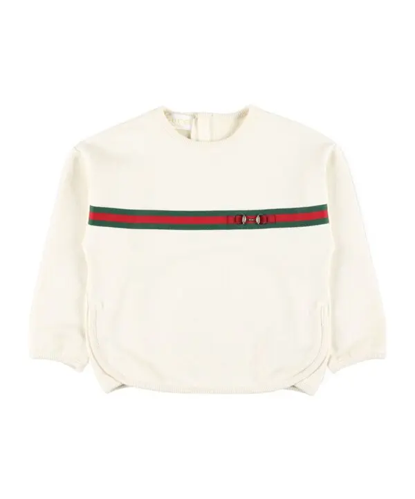 Gucci Cotton Sweatshirt With Web And Horsebit Detail