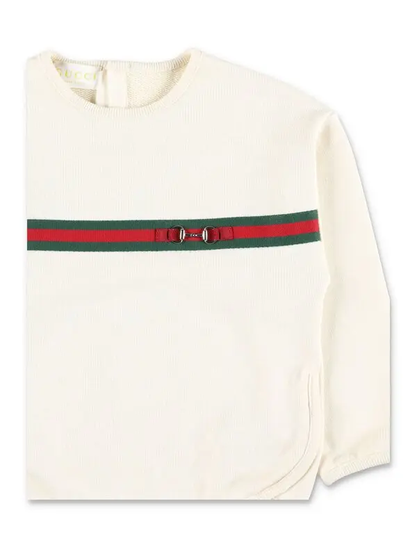 Gucci Cotton Sweatshirt With Web And Horsebit Detail