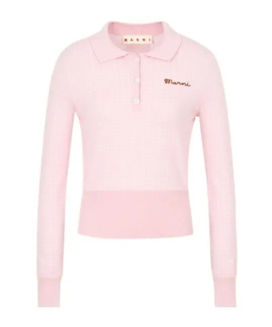 Marni Jacquard Check Polo Shirt - Pink