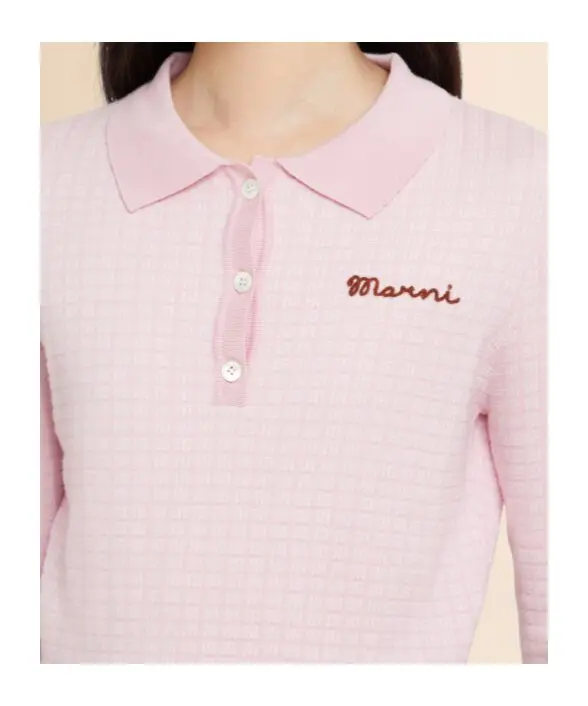 Marni Jacquard Check Polo Shirt - Pink