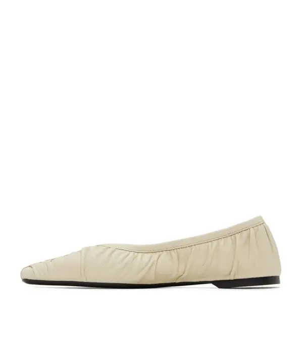 TOTEME Gathered Leather Ballerina Flats