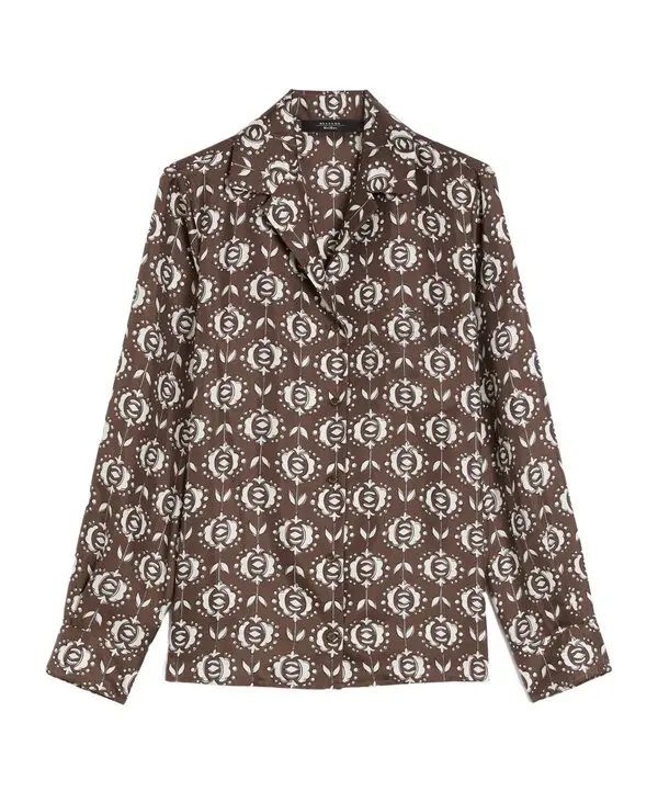 Max Mara Printed Silk Shirt - Brown