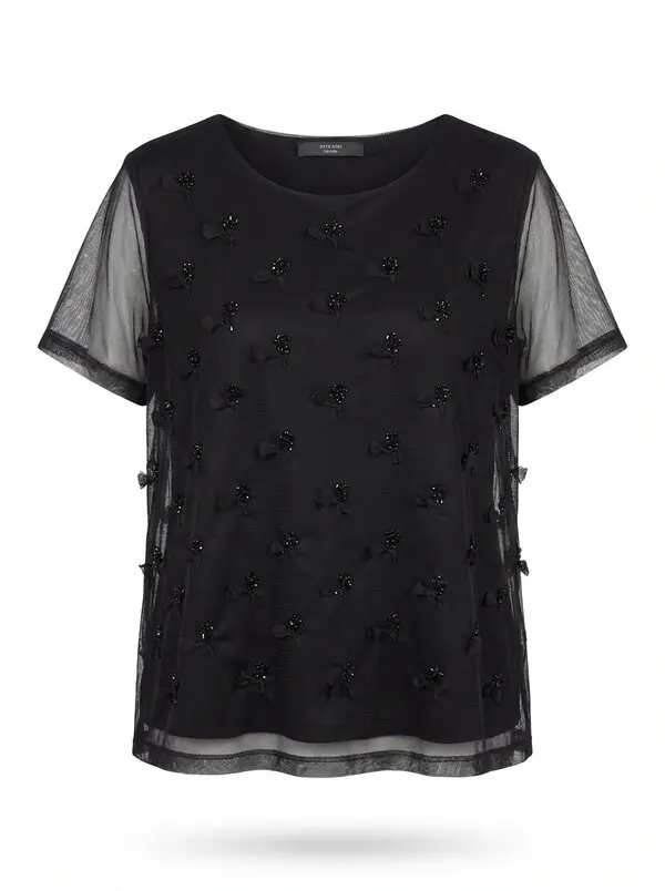 Max Mara Short Sleeve Embellished Blouse