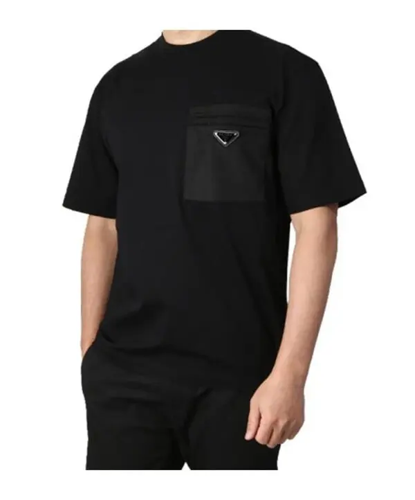 Prada Re-nylon And Jersey T-shirt With Zippered Pocket - Black