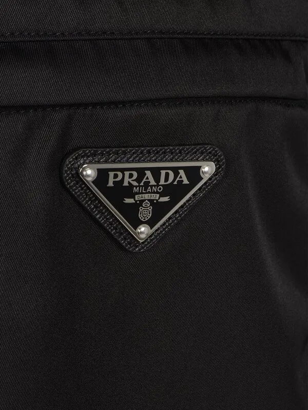 Prada Re-nylon And Jersey T-shirt With Zippered Pocket - Black