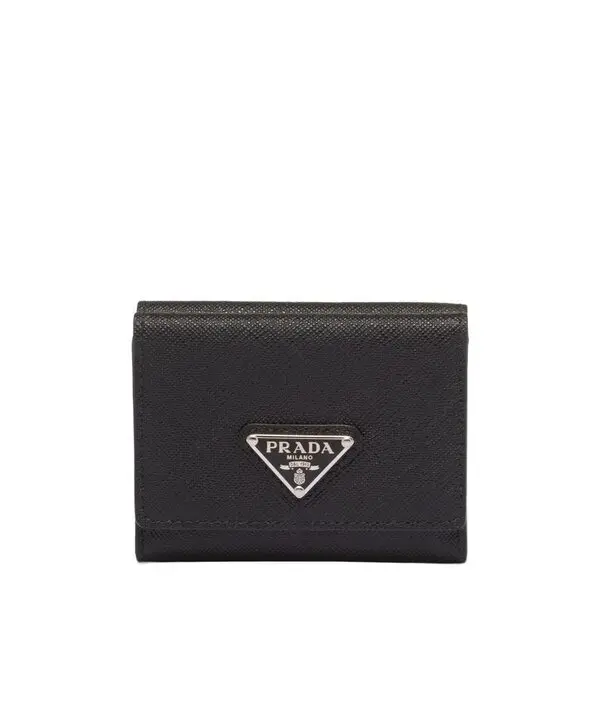 Prada Logo-plaque Press-stud Fastened Wallet - Black