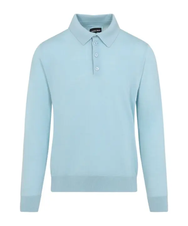 Giorgio Armani Long-sleeve Polo Shirt - Blue