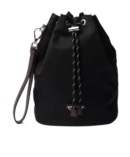 Prada Speedrock Re-nylon And Leather Pouch - Black