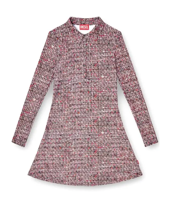 DIESEL® Printed Bouclé Mini Shirt Dress - Pink