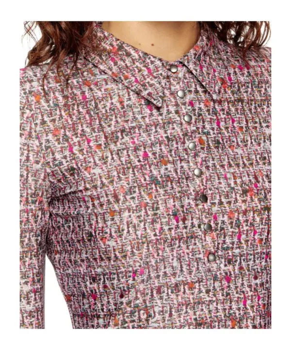 DIESEL® Printed Bouclé Mini Shirt Dress