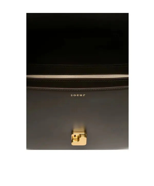 Soeur Flap Shoulder Bag With Gold Tone Clasp - Black