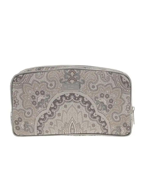 Etro Paisley Print Zipper Clutch - Gray