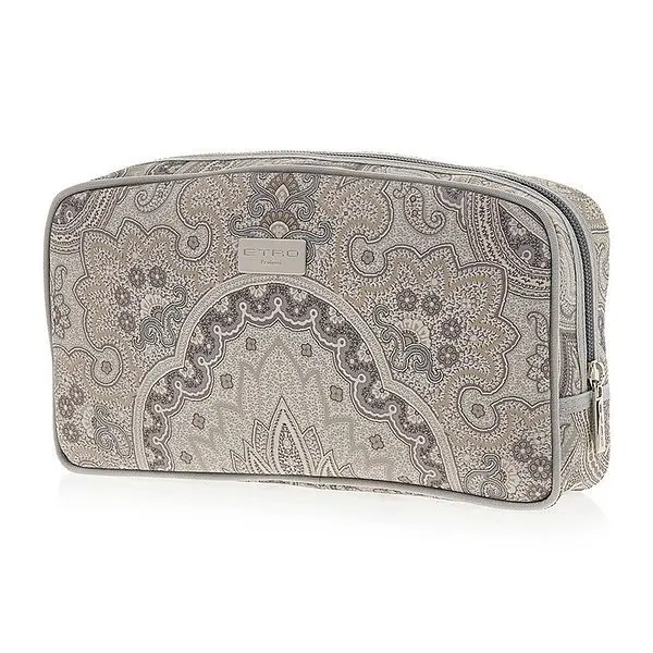 Etro Paisley Print Zipper Clutch - Gray