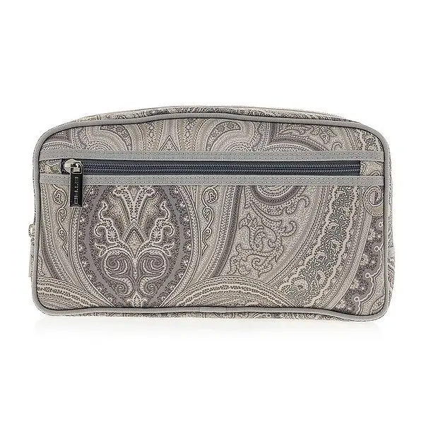 Etro Paisley Print Zipper Clutch - Gray