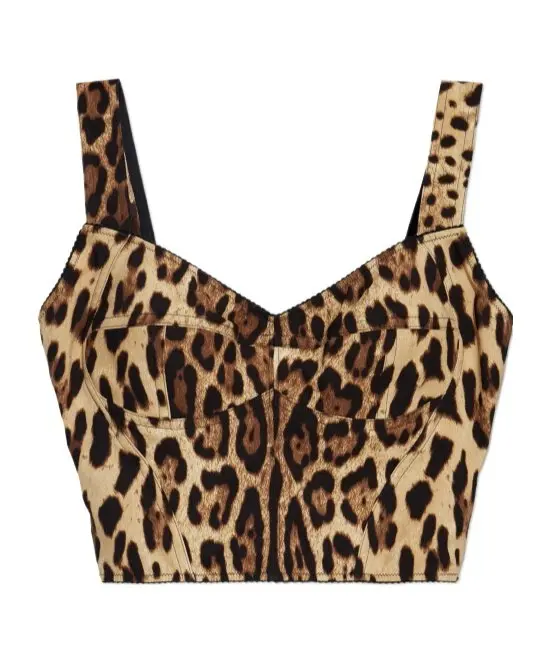Dolce & Gabbana Leopard Print Bustier Top - Beige