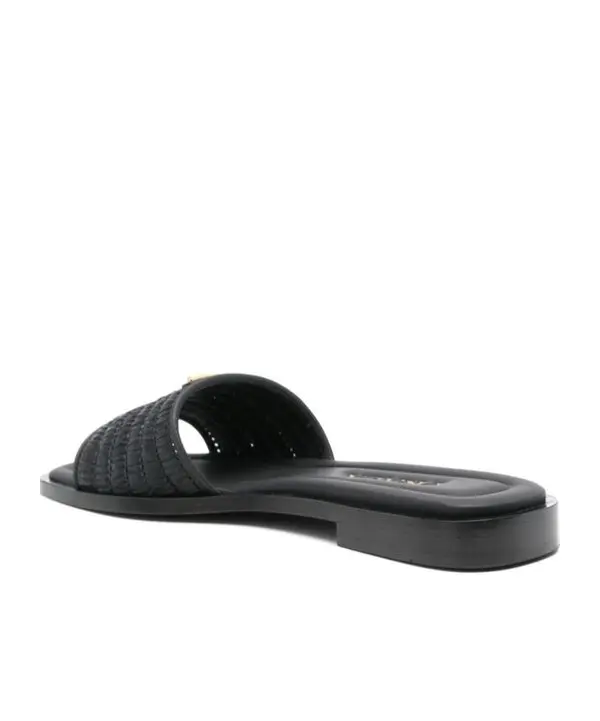 Prada Logo Plaque Square Toe Sandals